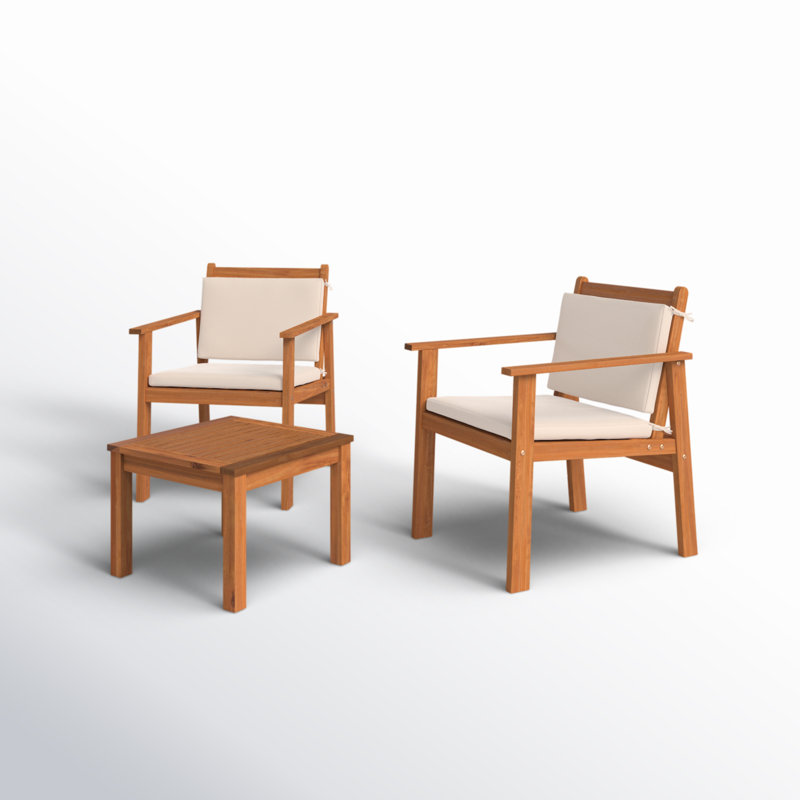 Beachcrest Home™ Koval 3 Pieces Acacia Wood Outdoor Conversation Set & Reviews | Wayfair